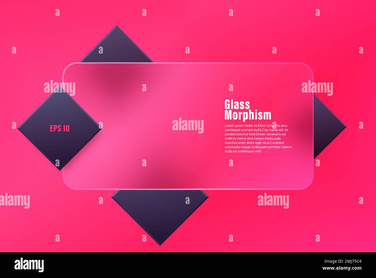 3d glass morphism page template. Transparent rectangular glass plate ...