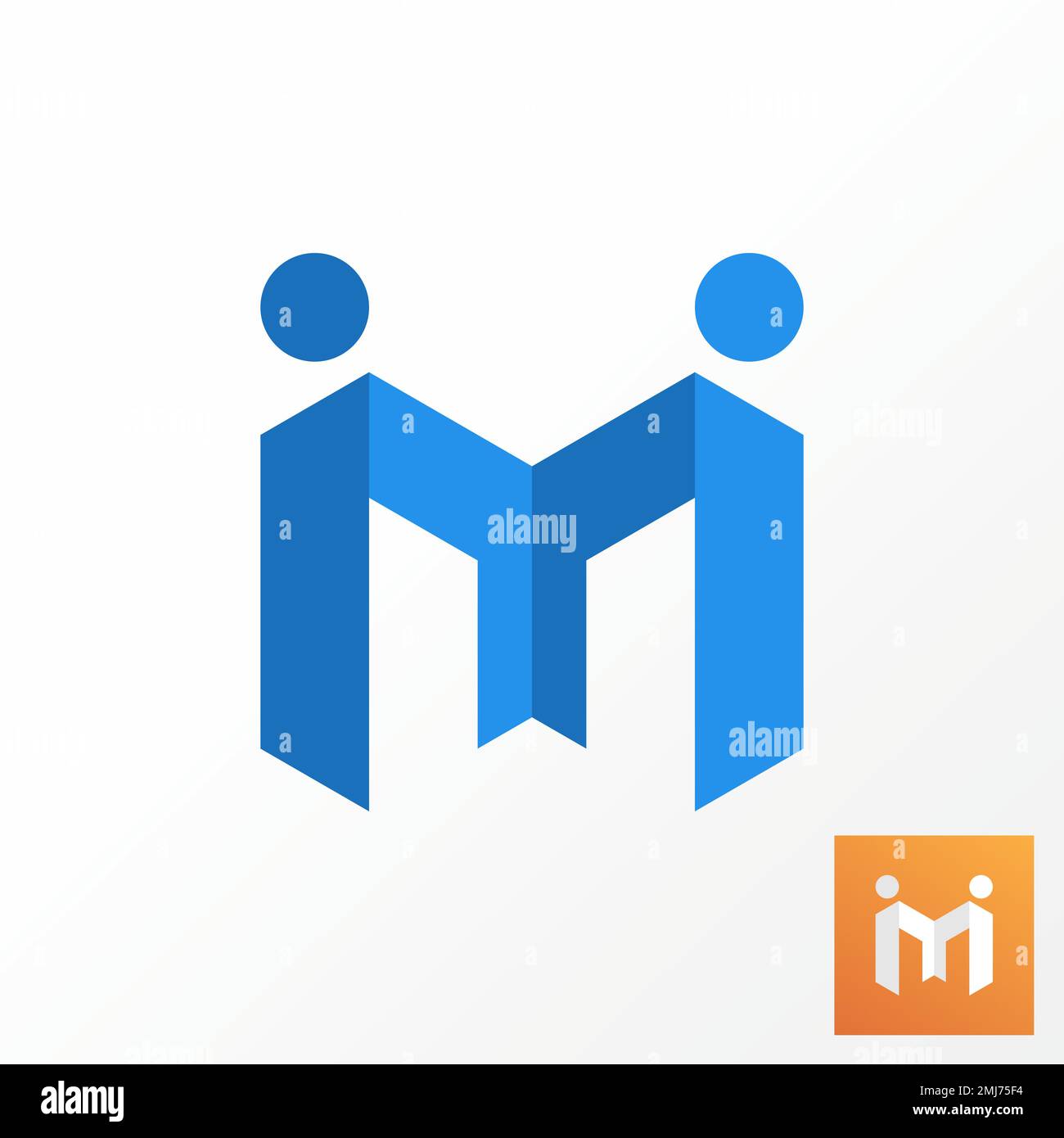 Simple and unique letter or word M font with double human or body ...