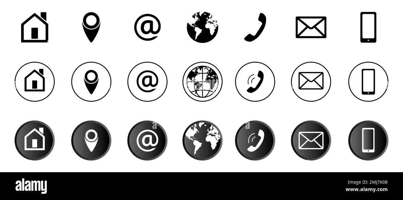 Business Contact us icon set symbol button. Vector illustration Stock ...