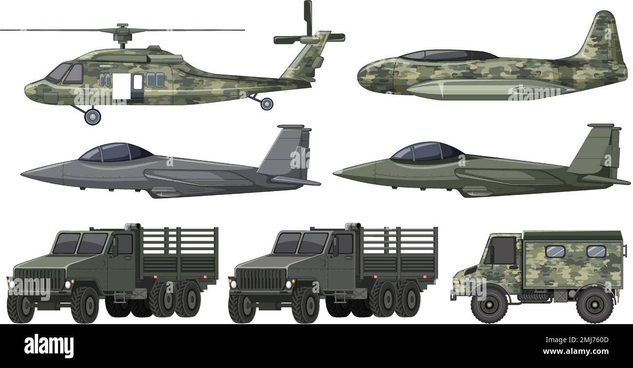 Set of military transportation illustration Stock Vector Image & Art ...
