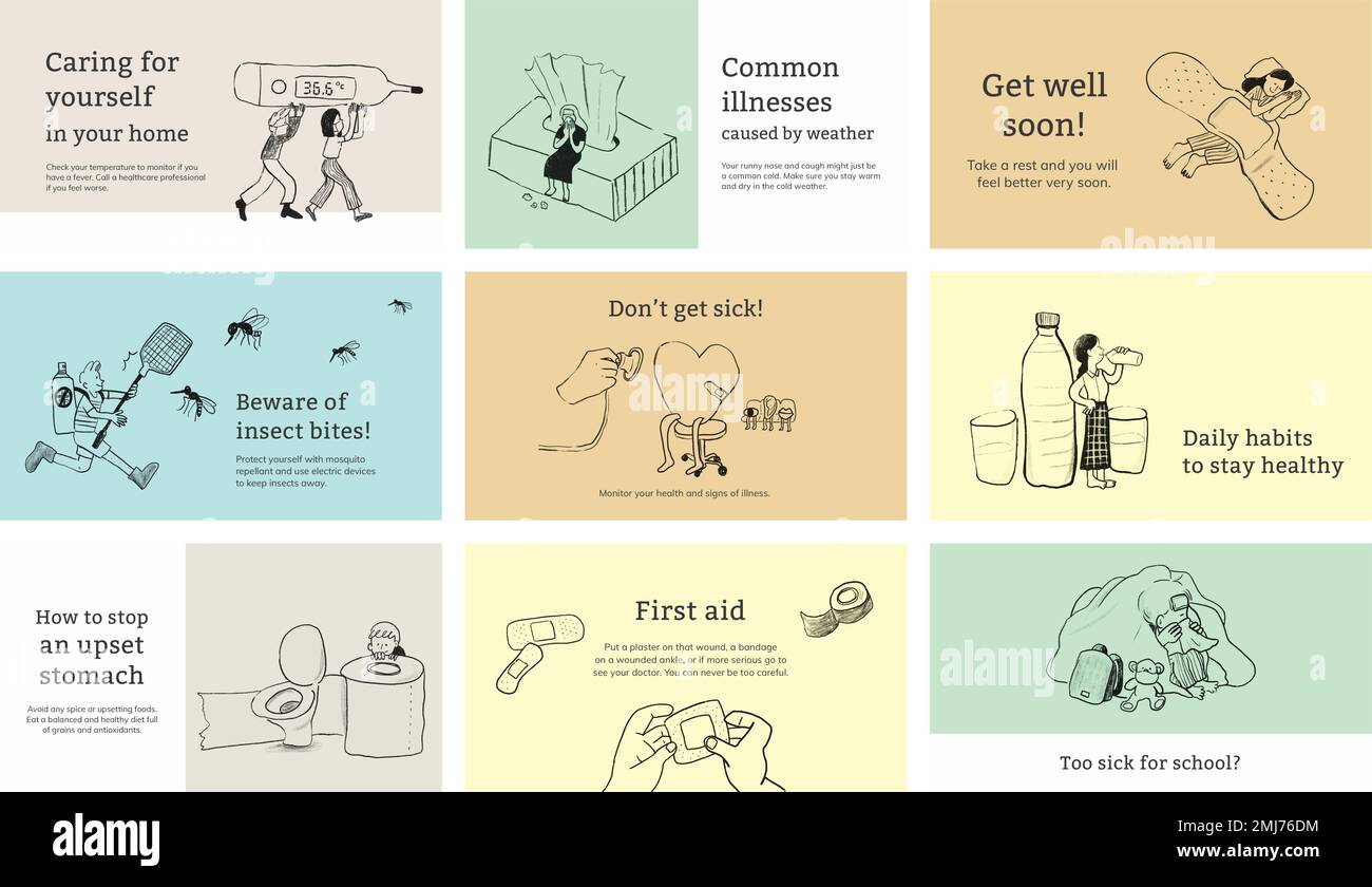 Common illnesses template files set healthcare presentation Stock ...