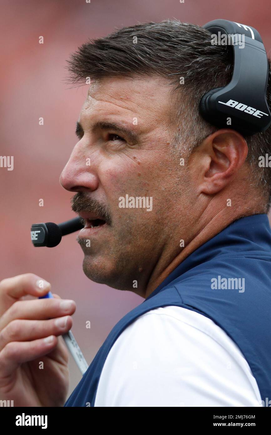 Tennessee Titans Head Coach Mike Vrabel Watches His Team Play The