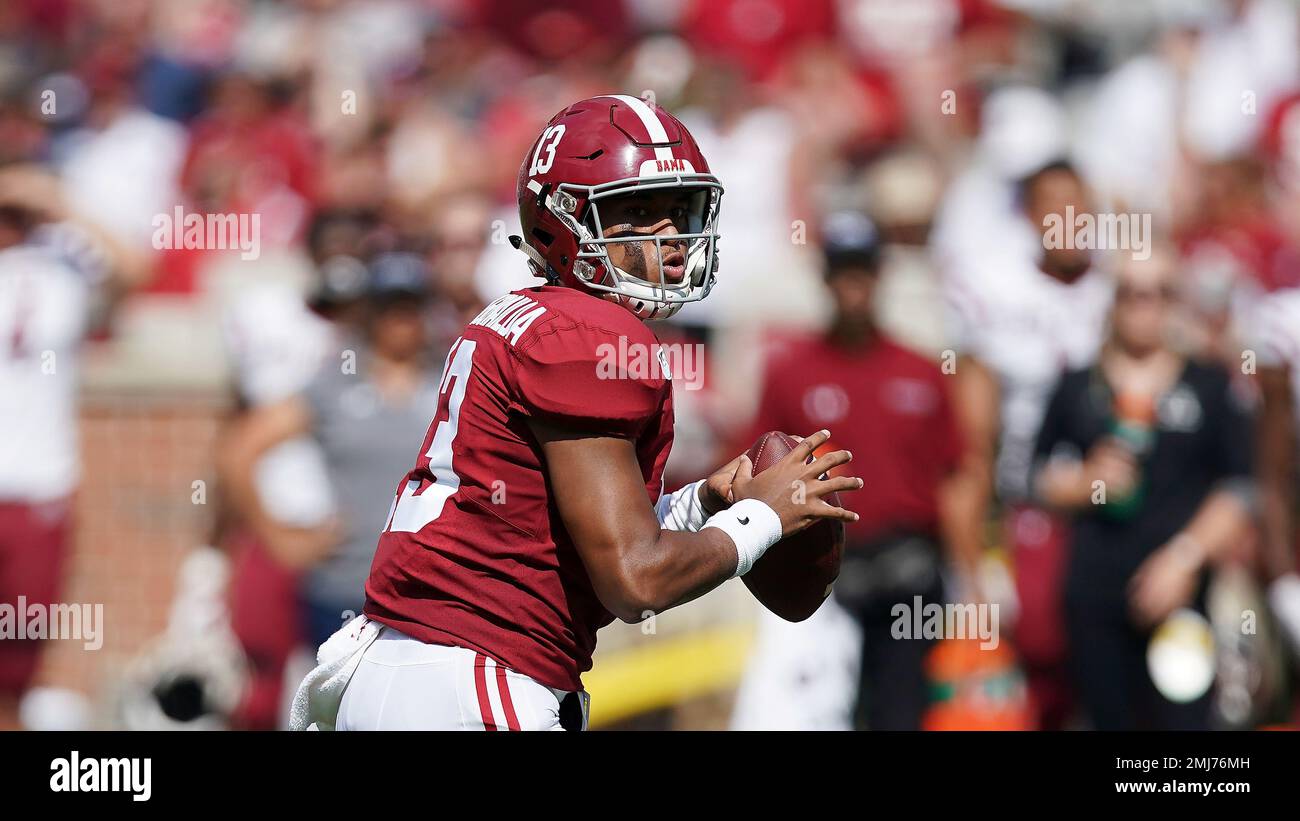 Alabama Crimson Tide quarterback Tua Tagovailoa (13) during an NCAA ...