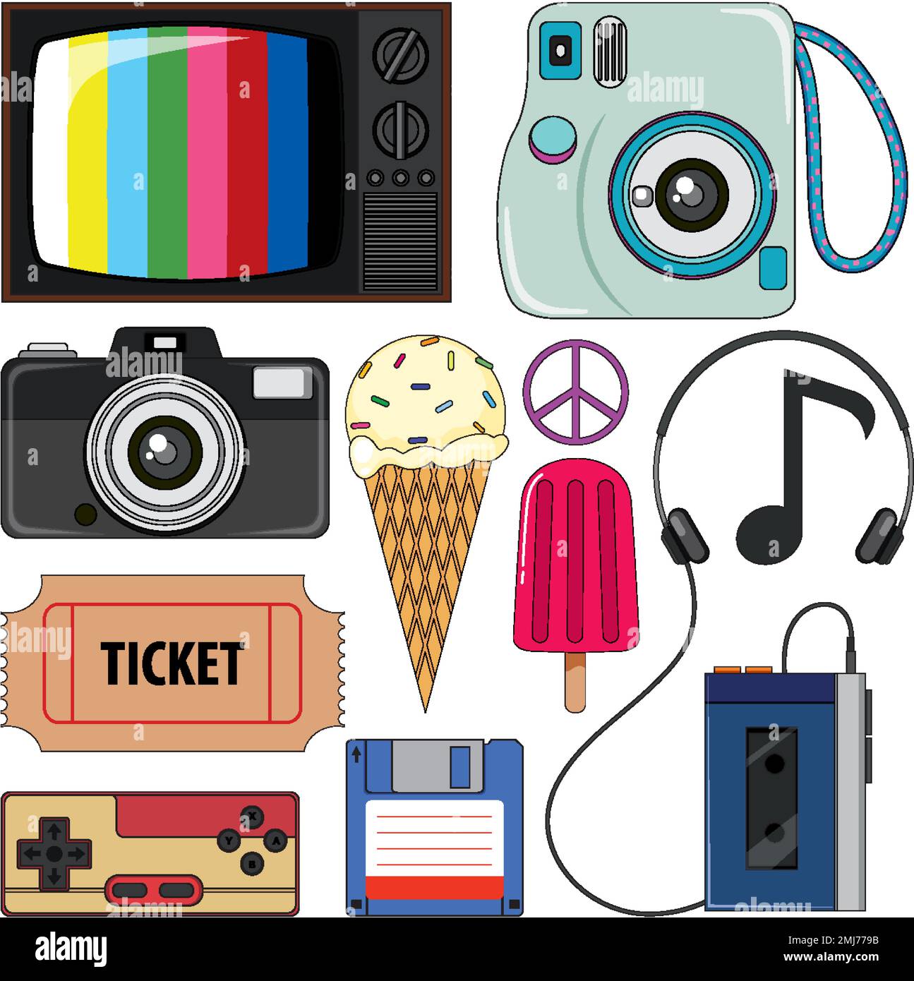 Retro objects and elements set illustration Stock Vector Image & Art ...