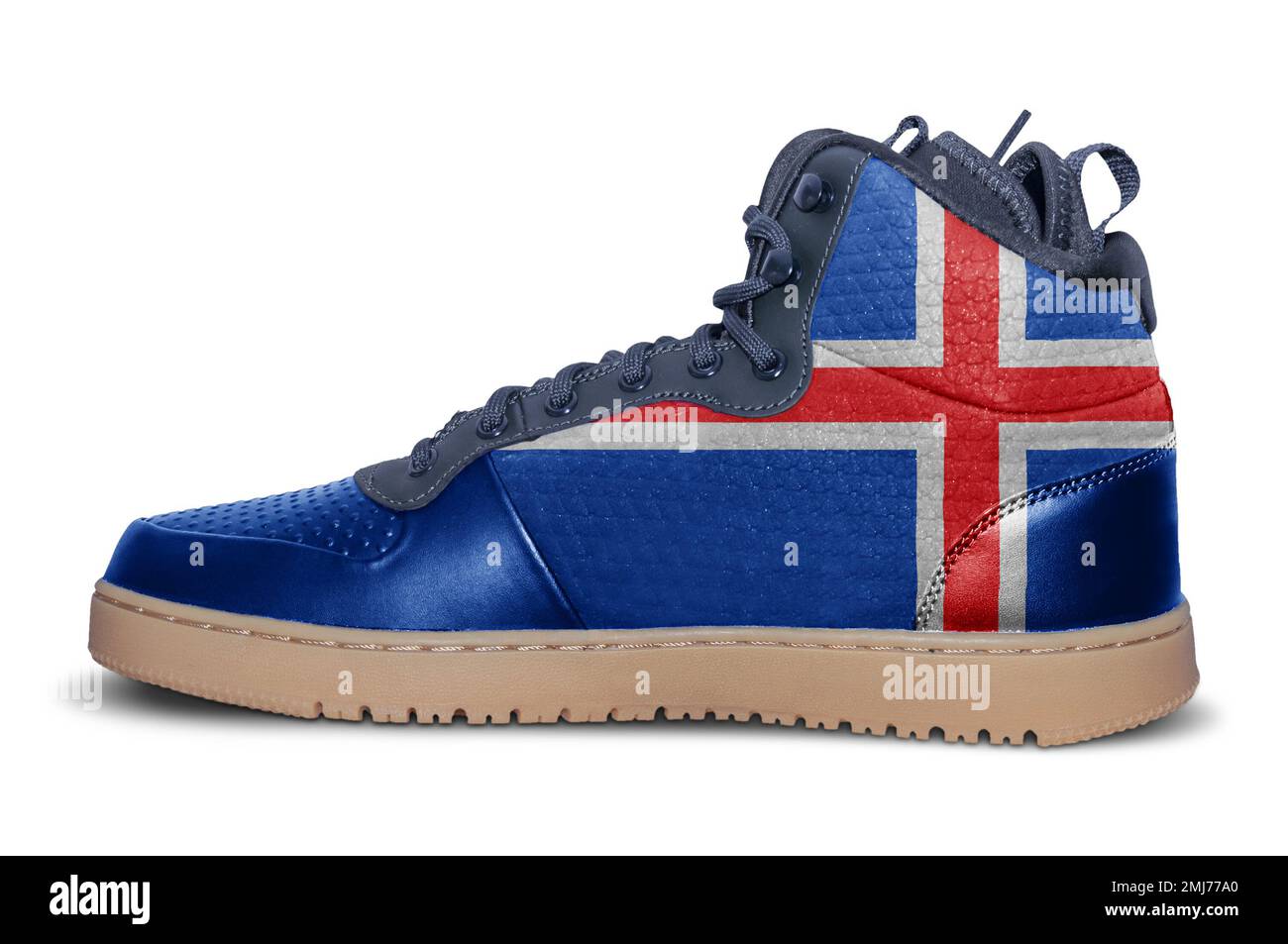 Fashion rubber snickers with flag of Iceland isolated on white ...