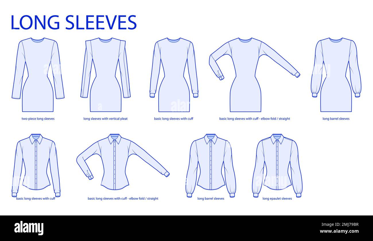 Set of Long sleeves basic clothes with cuff, long length, two piece ...