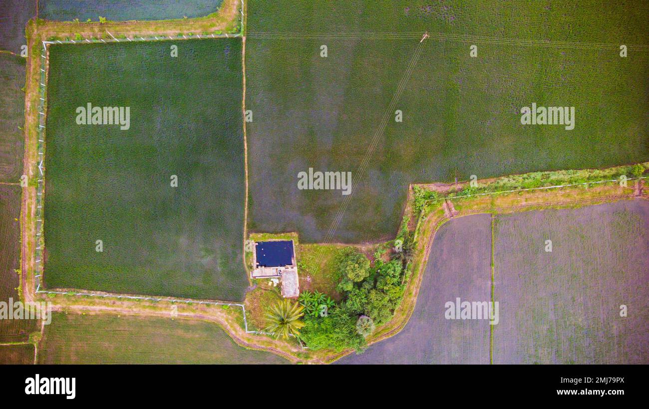 A Well seen near cultivated land from an Aerial point of view in ...