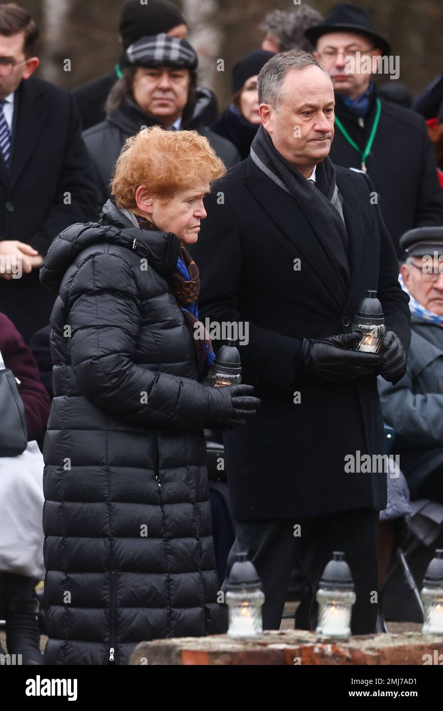 Brzezinka, Poland. 27th Jan, 2023. Douglas Emhoff, the second gentleman ...