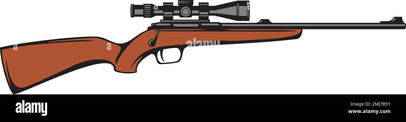 Hunting Rifle Color with Telescopic Sight. Sniper Vector Illustration ...