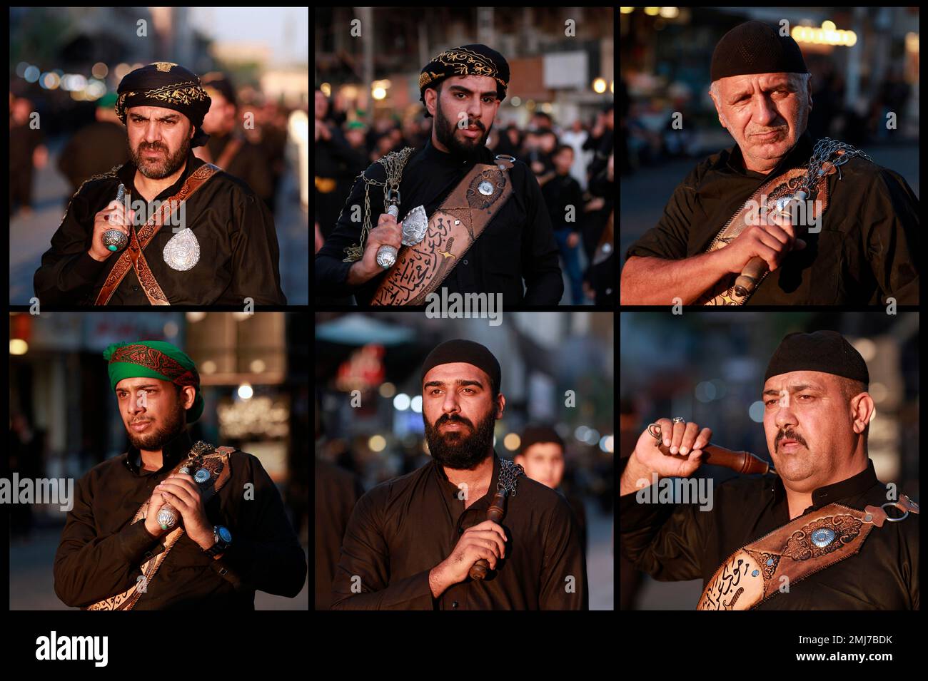 In this combination photo of six photographs shows Shiite Muslims beat ...