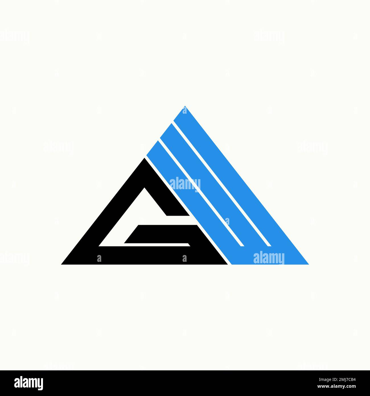 Simple and unique letter or word GW or WG font with line cut on triangle graphic icon logo ...