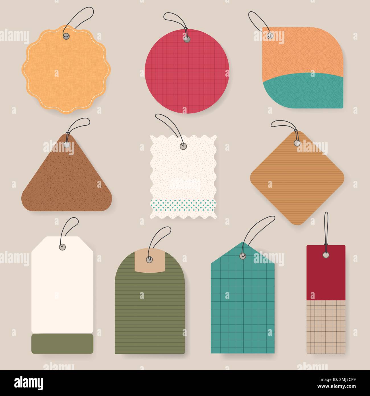 Retro tag sticker, blank vector simple clipart text space set Stock ...