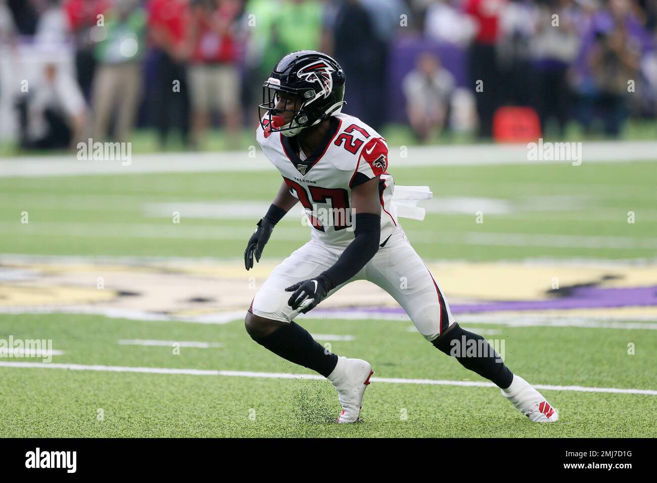 Atlanta Falcons strong safety Damontae Kazee runs on the field during ...
