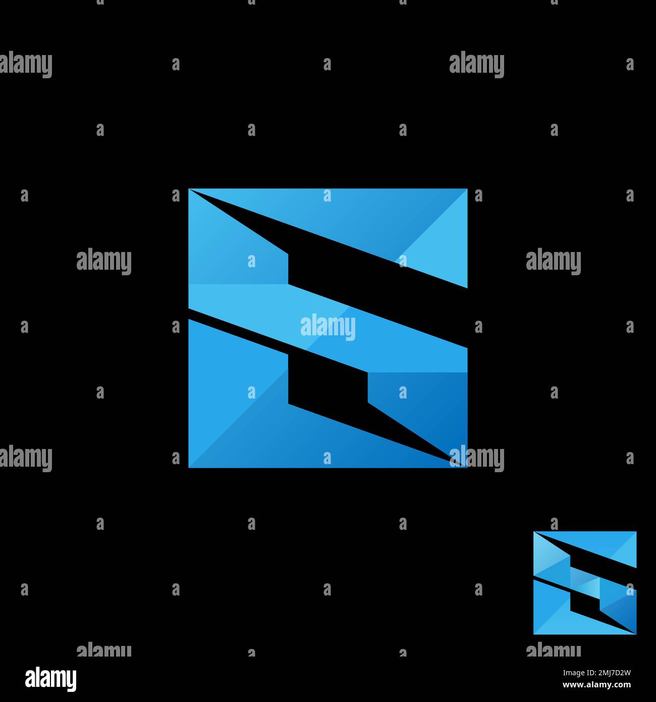 Simple and unique letter or word S font on square rectangular image ...