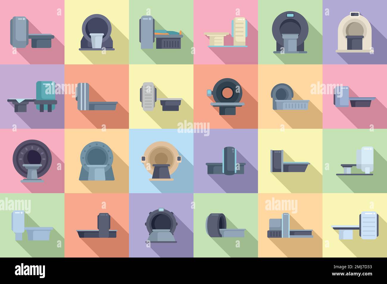 Magnetic resonance tomography icons set flat vector. Ct scan. Medical ...