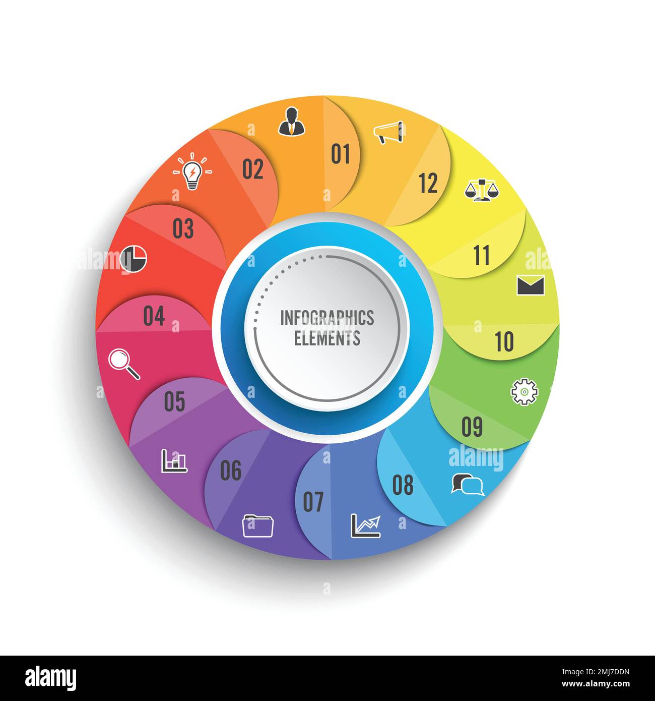 Pie chart circle infographic template with 12 options. Business concept ...