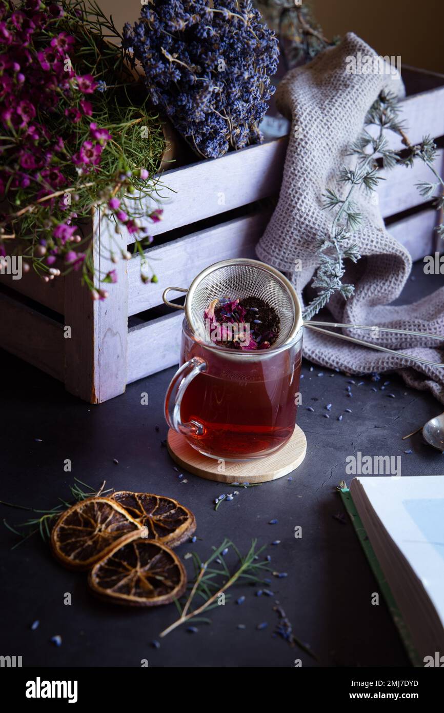 Preparing an home made Herbal Tea with Lavender. A form of Self-care ...