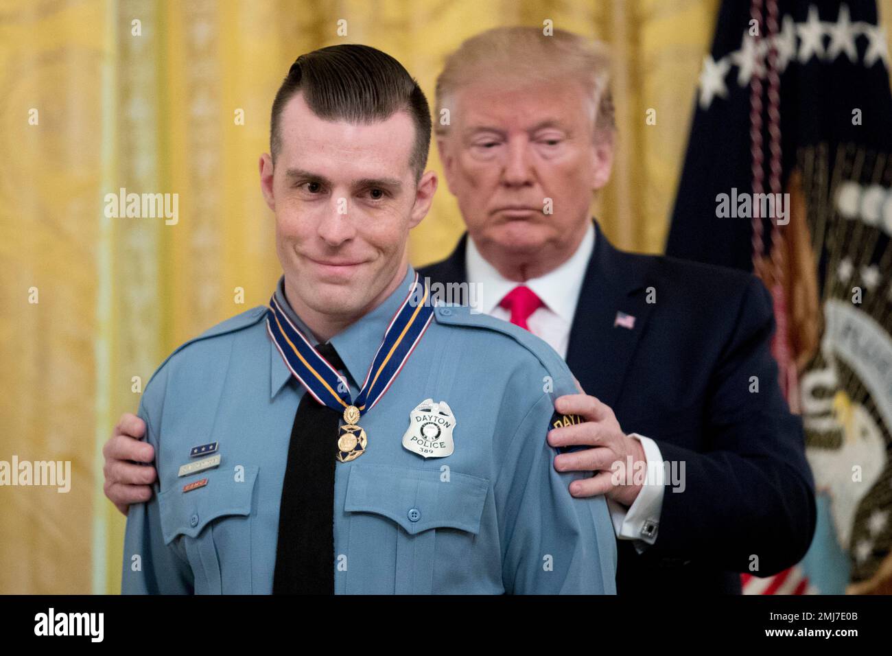 President Donald Trump presents the Medal of Valor to Dayton Police ...