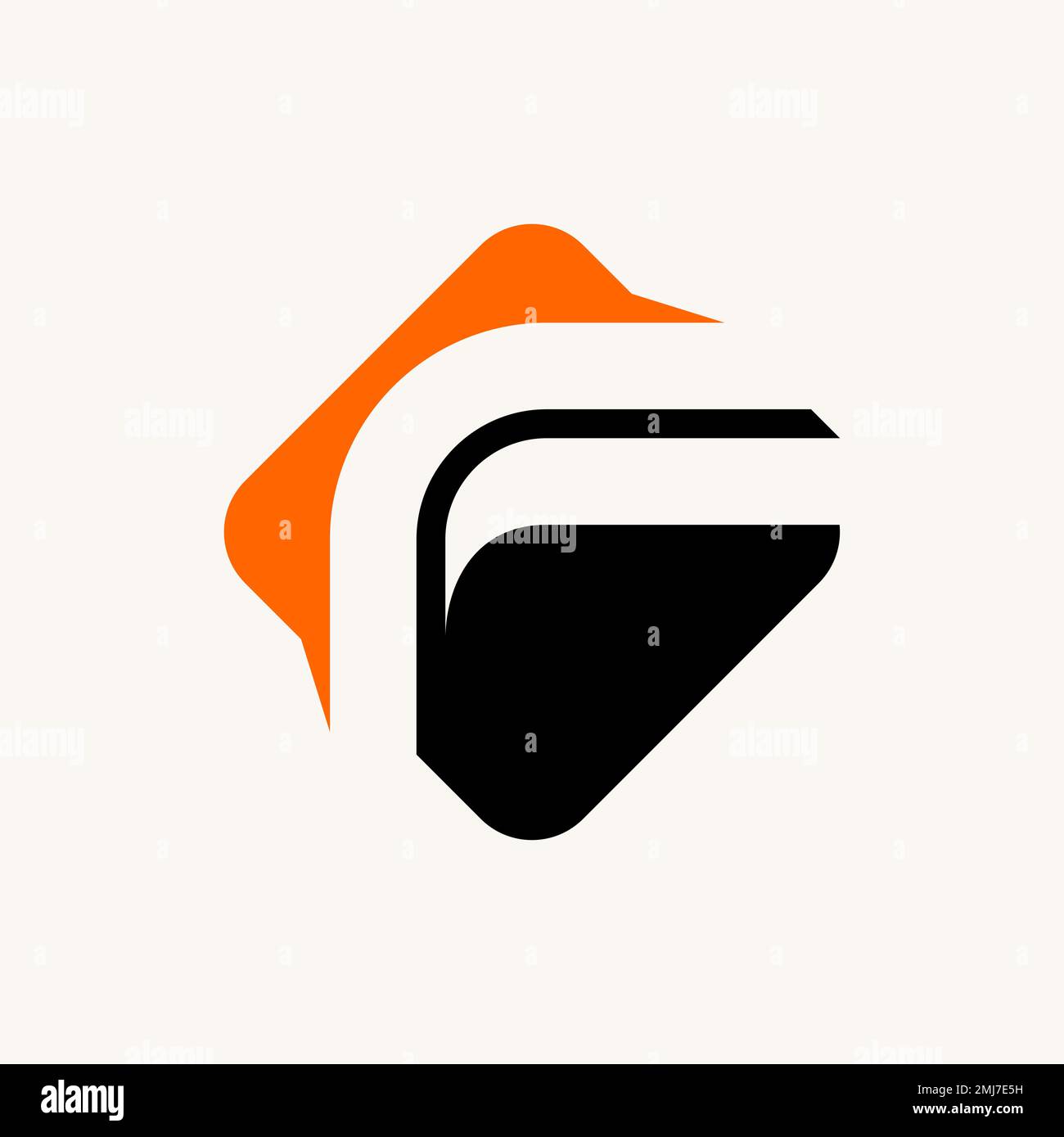 Simple and unique letter or word F font like double road on rectangle graphic icon logo design ...