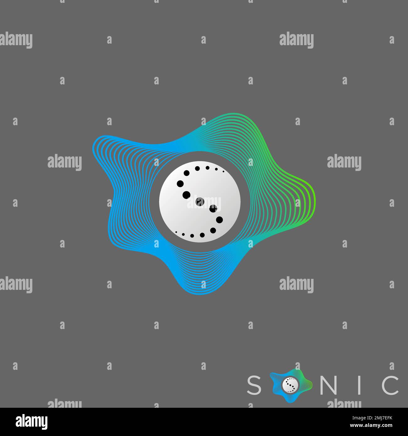Simple and unique reflection lines attractive sound audio wave circle letter S font graphic icon ...