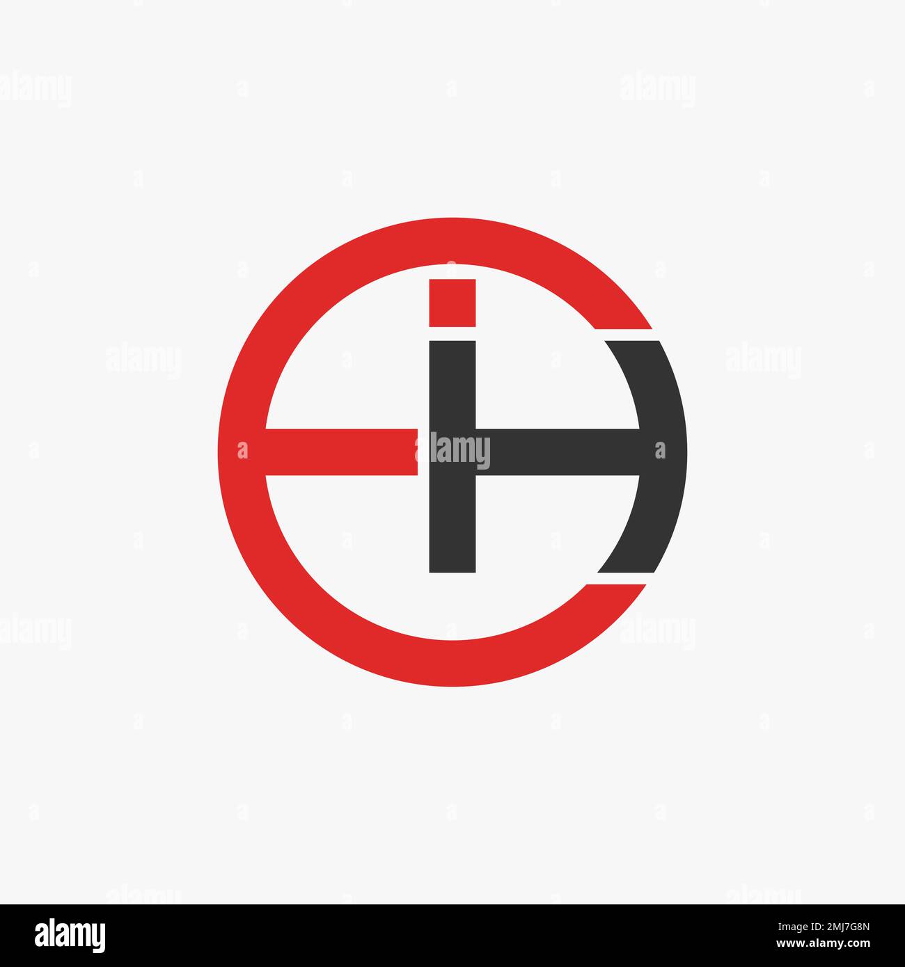 Simple and unique letter or word EIH font on circle line image graphic ...