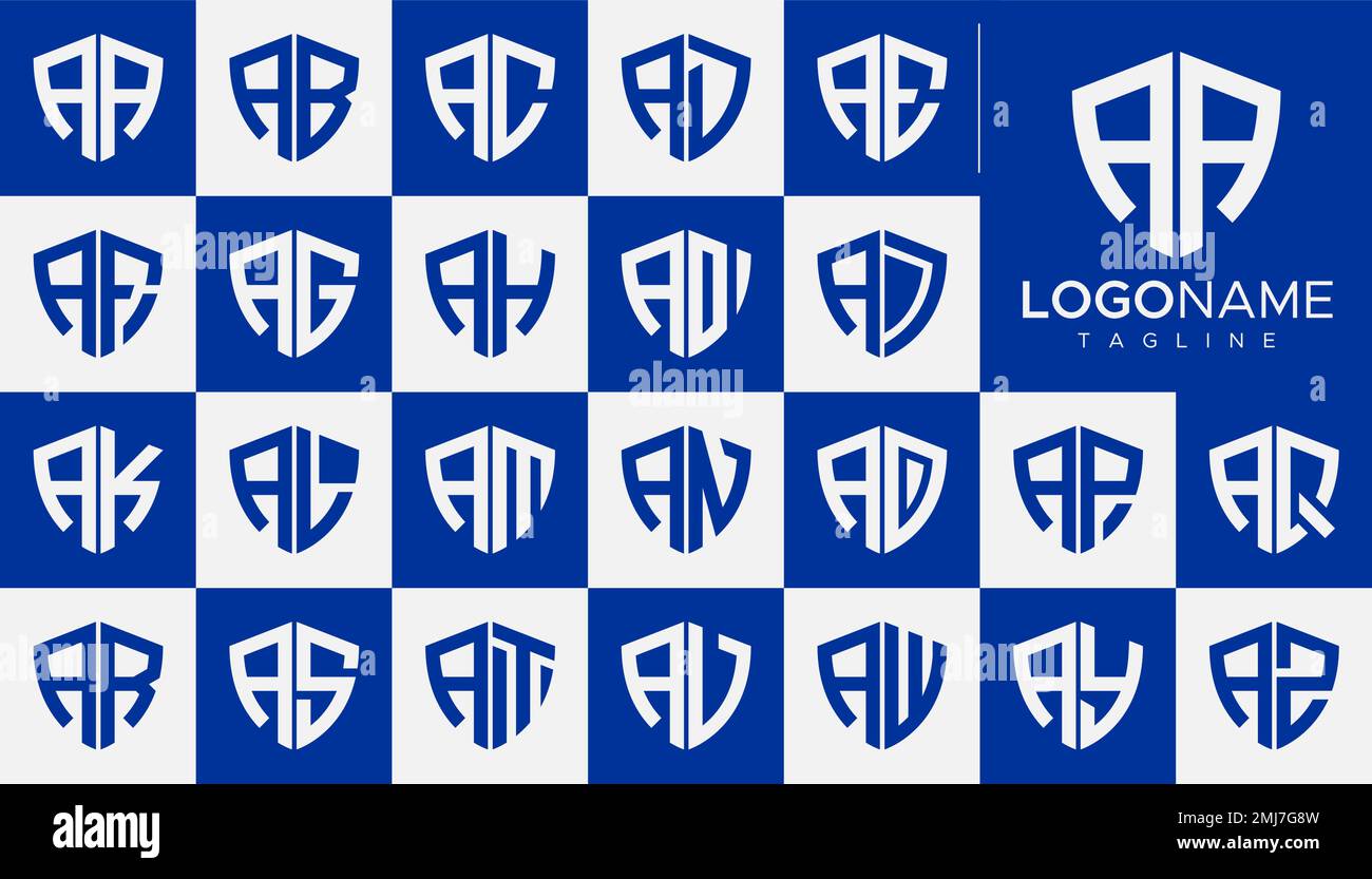 Set of A logo design template in the shield form. A letter logo design ...