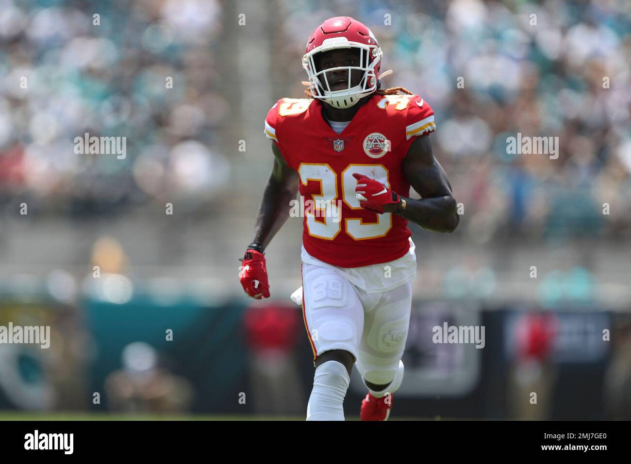Kansas City Chiefs cornerback Tremon Smith (39) runs on the field ...