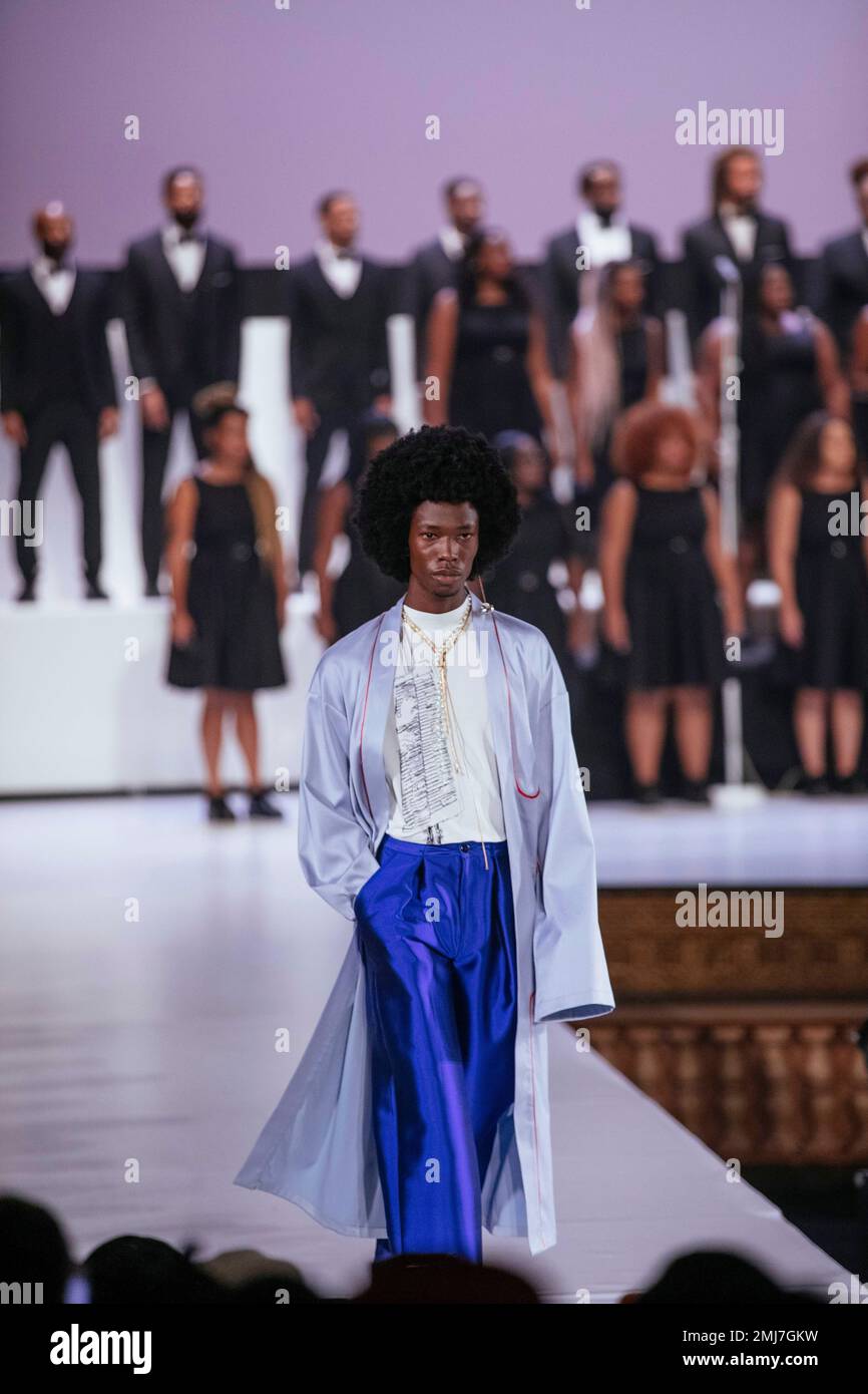 The Pyer Moss collection is modeled during Fashion Week, Sunday, Sept ...