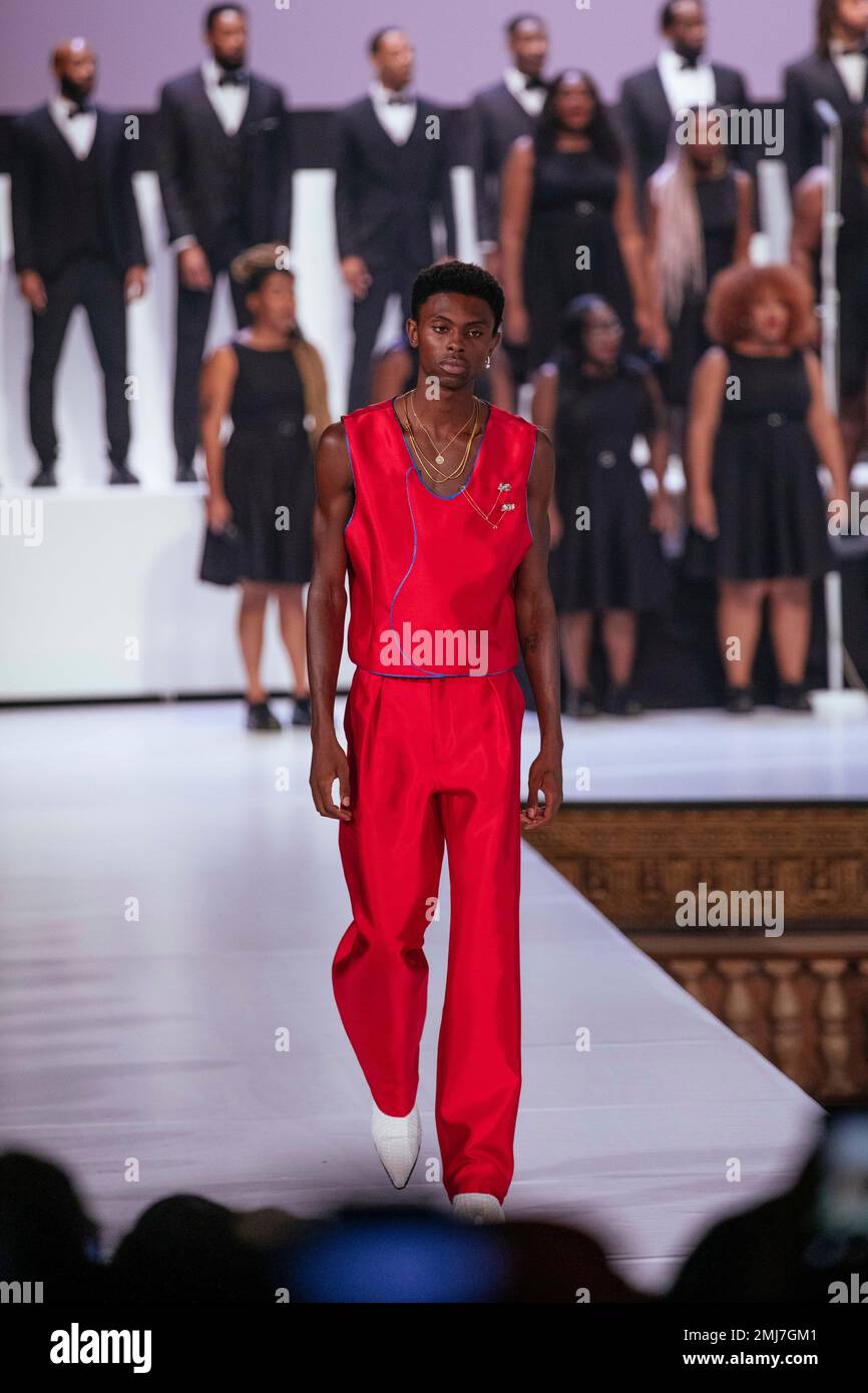 The Pyer Moss collection is modeled during Fashion Week, Sunday, Sept ...