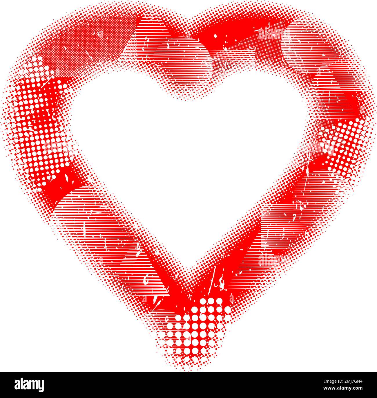 Glitch distorted grunge heart shape. Vector illustration. Love sign ...