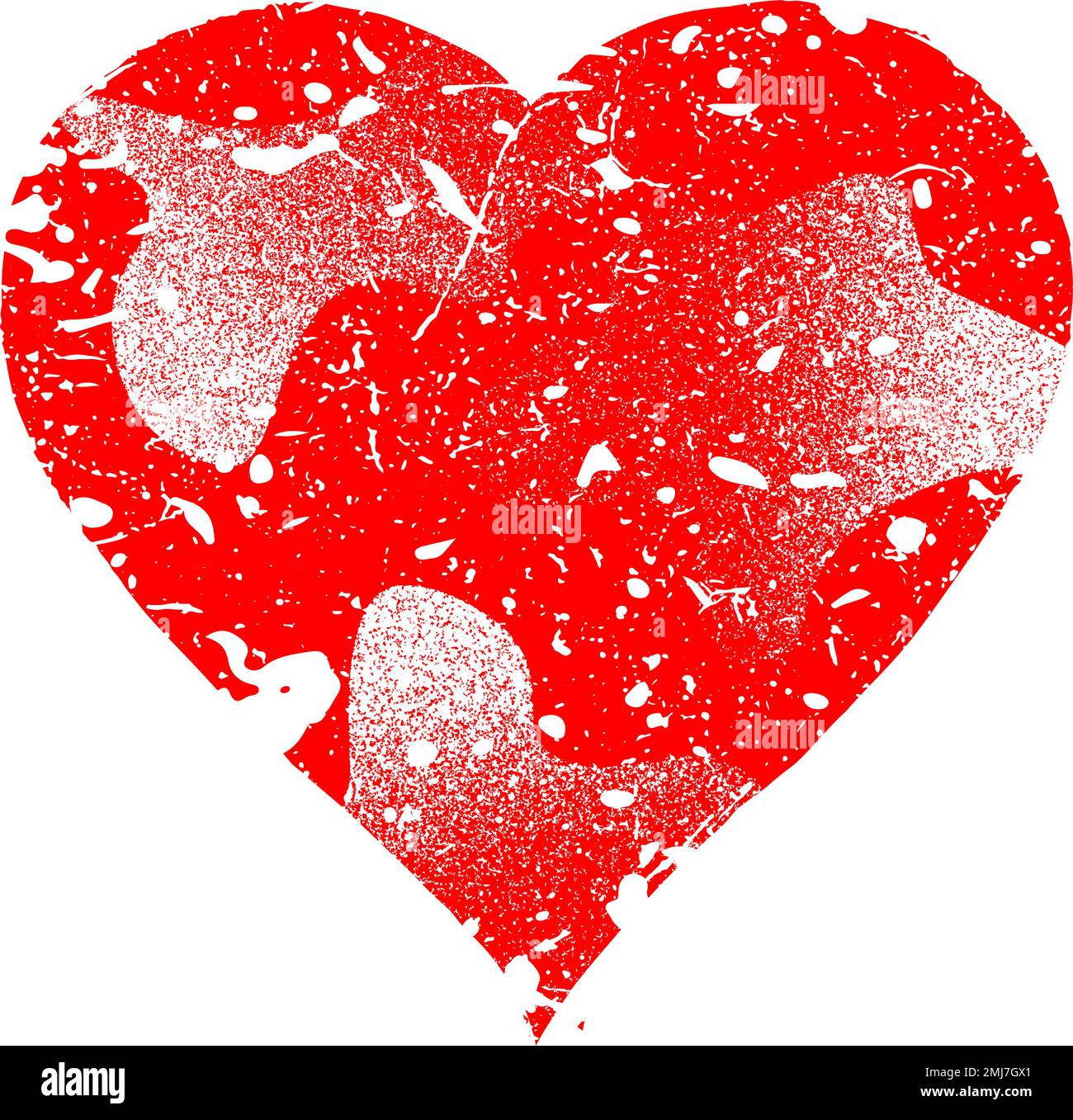 Glitch distorted grungy heart shape. Vector illustration. Love sign ...