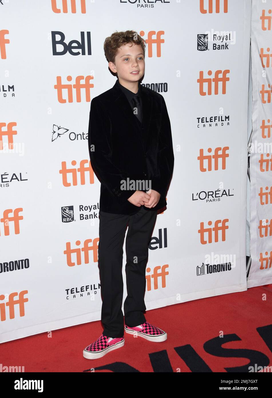 Actor Roman Griffin Davis attends the premiere for "Jojo Rabbit" on day ...