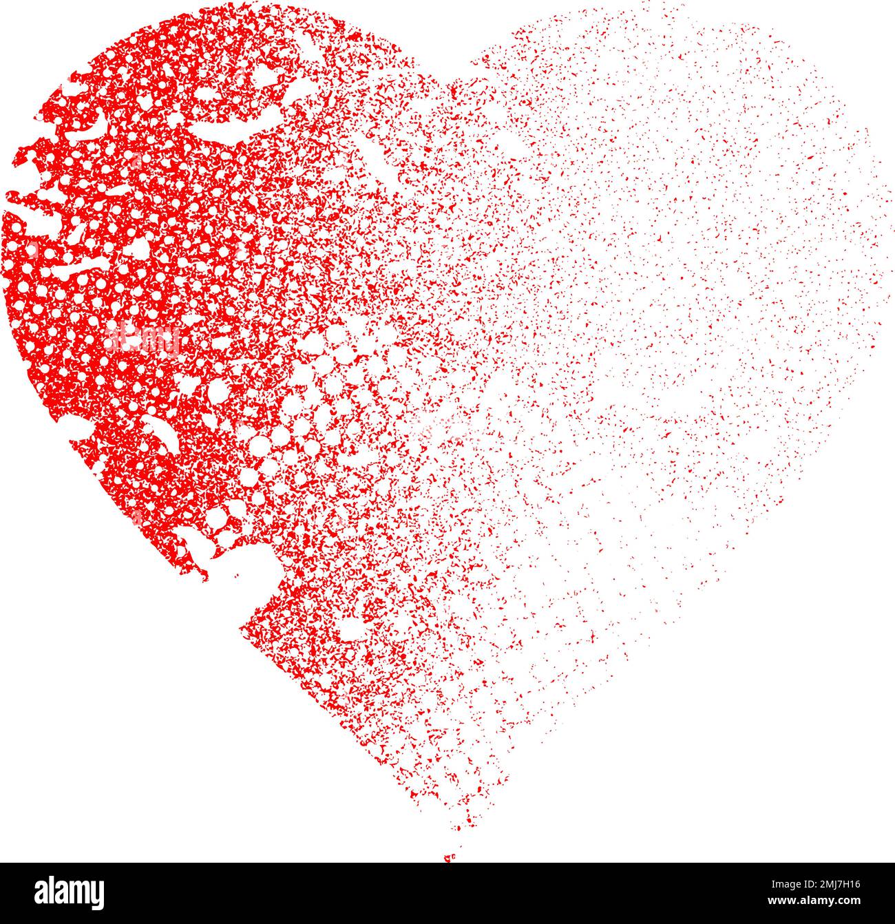 Glitch distorted grunge heart shape. Vector illustration. Love sign ...