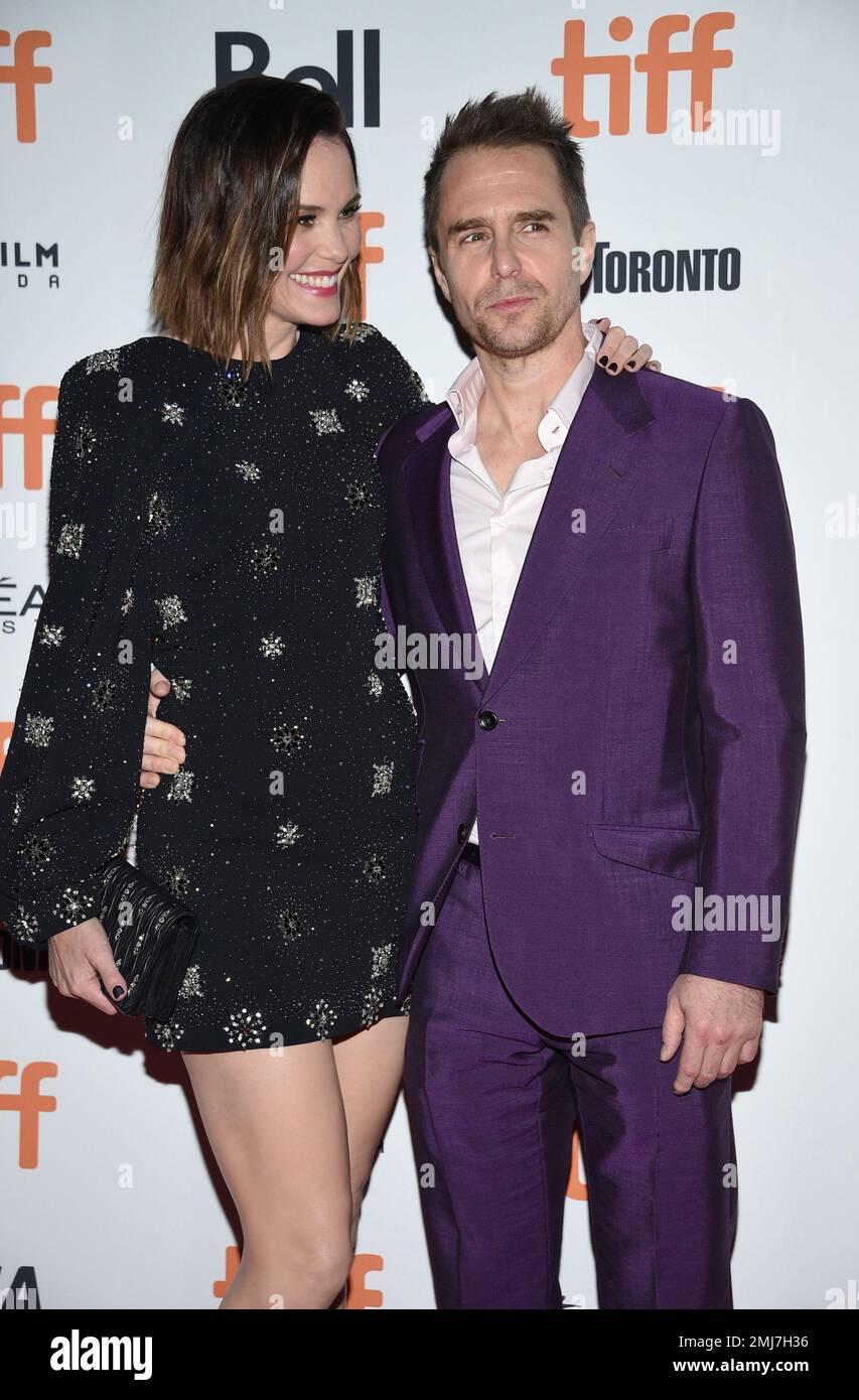 Actors Leslie Bibb, left, and Sam Rockwell attend the premiere for ...