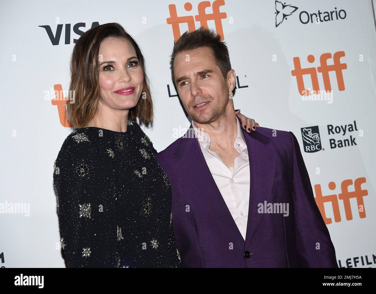 Actors Leslie Bibb, left, and Sam Rockwell attend the premiere for ...