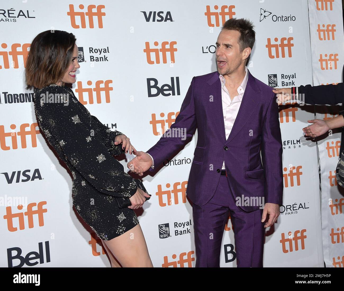 Actors Leslie Bibb, left, and Sam Rockwell attend the premiere for ...