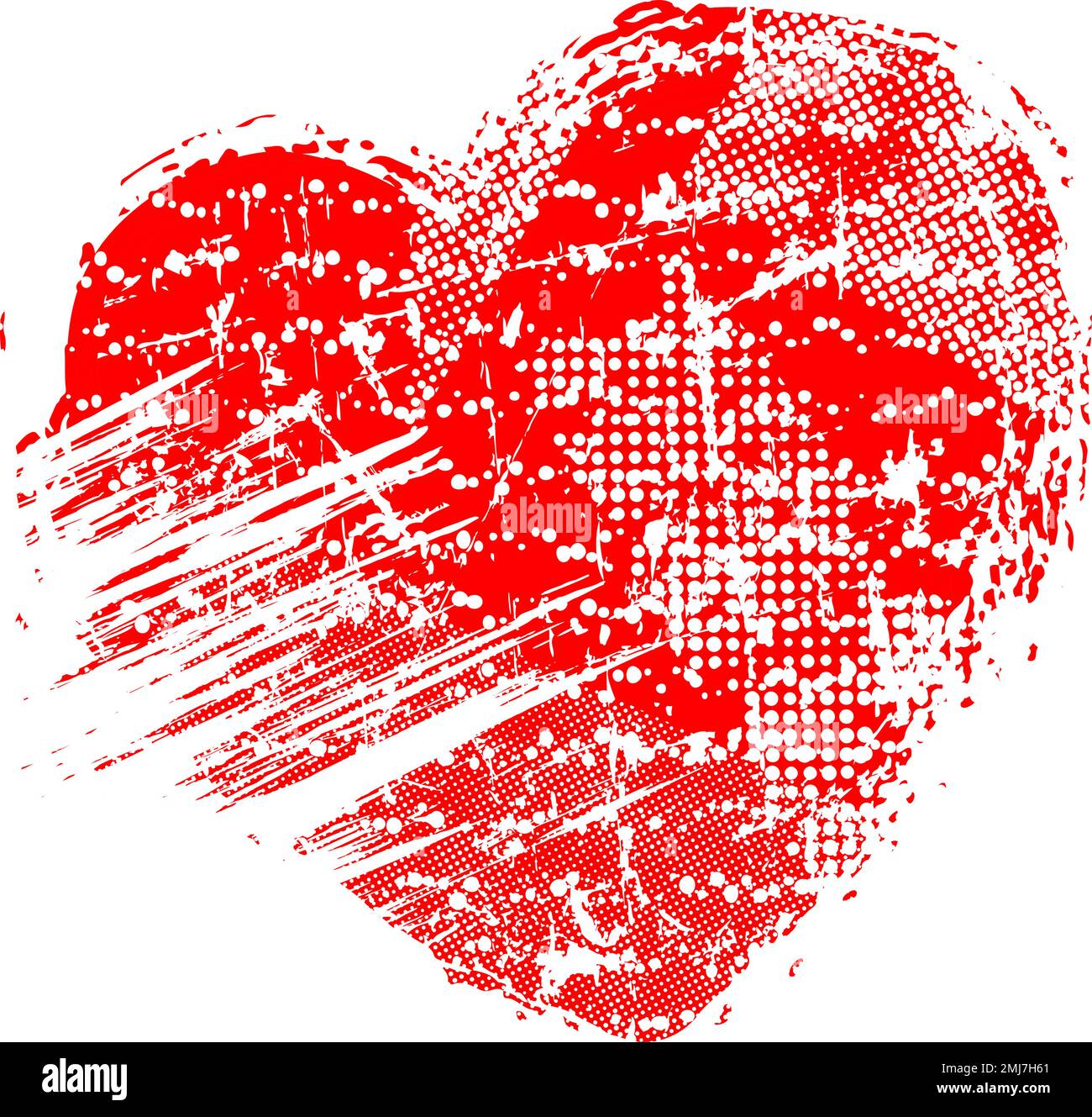 Glitch distorted grunge heart shape. Vector illustration. Love sign ...