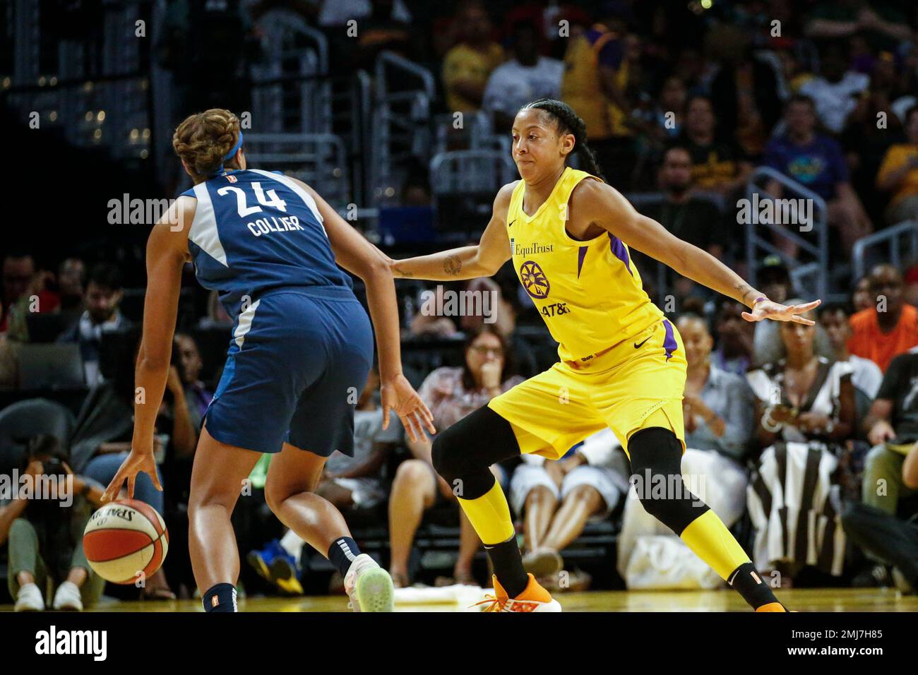 Los Angeles Sparks' Candace Parker (3) defends against Minnesota Lynx's ...