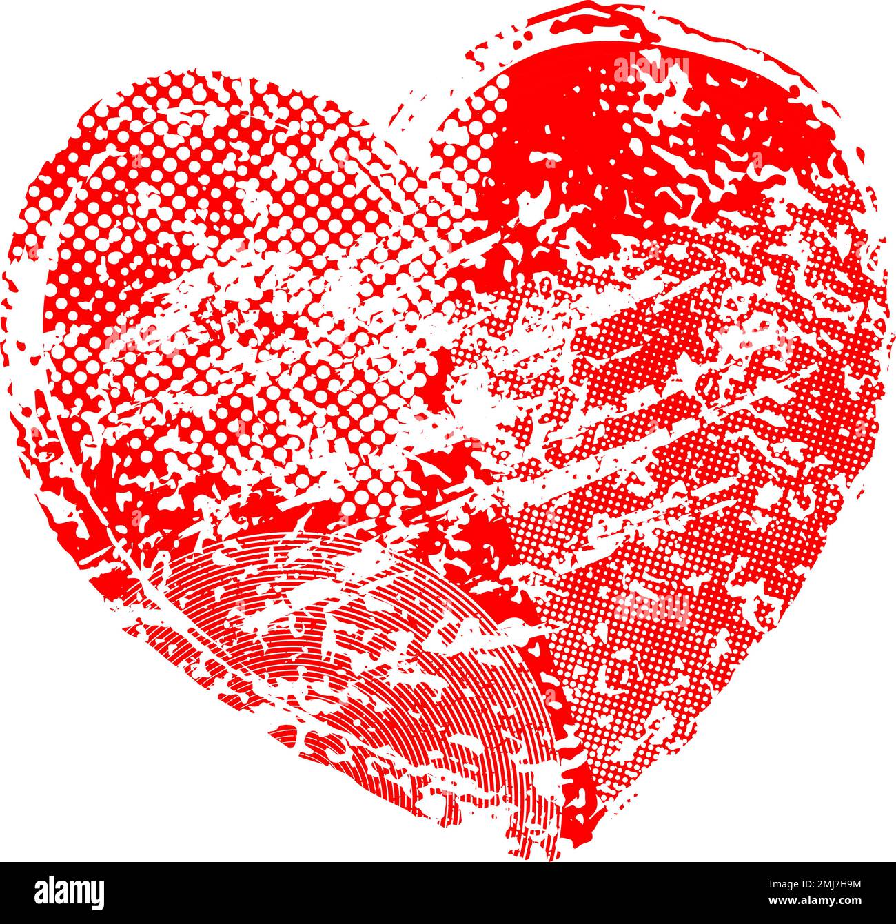 Glitch distorted grunge heart shape. Vector illustration. Love sign ...