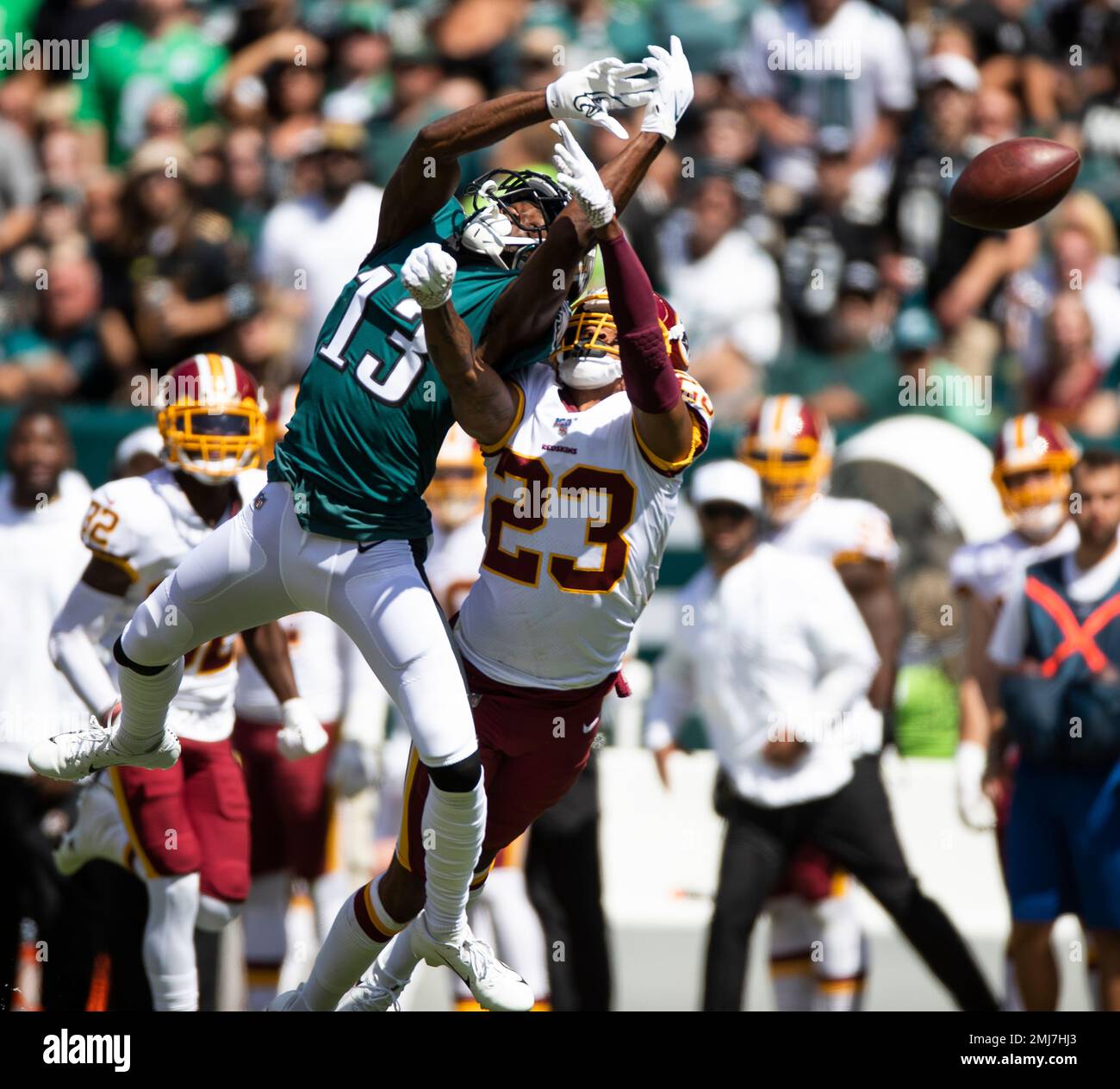 Washington Redskins cornerback Quinton Dunbar (23) breaks up a pass ...