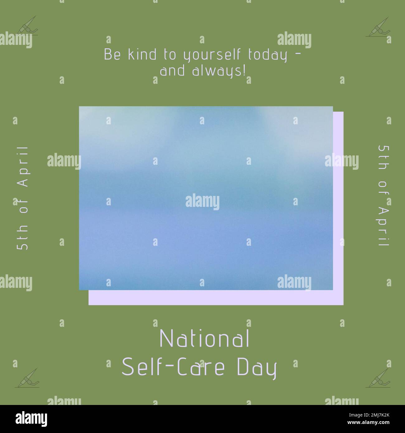 Composition of national self-care day text and copy space over blue and ...