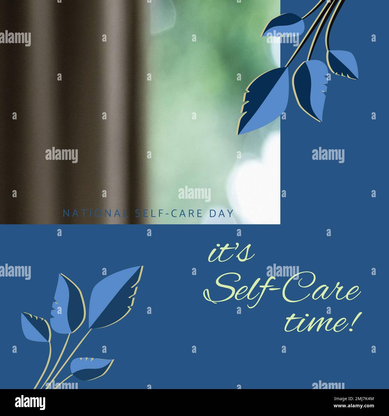 Composition of it's self-care time text and copy space over pattern and ...
