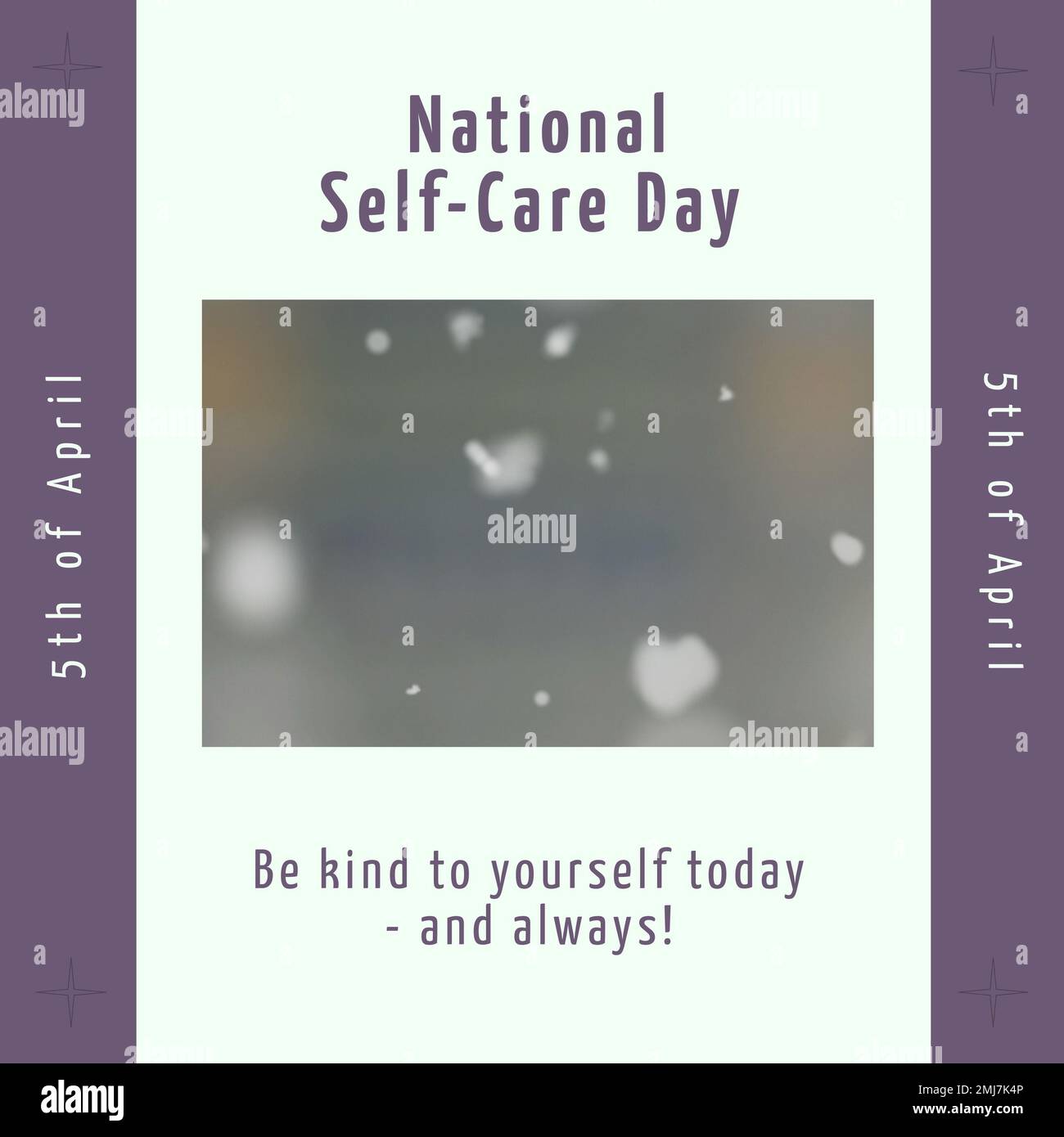 Composition of national self-care day text and copy space over purple ...