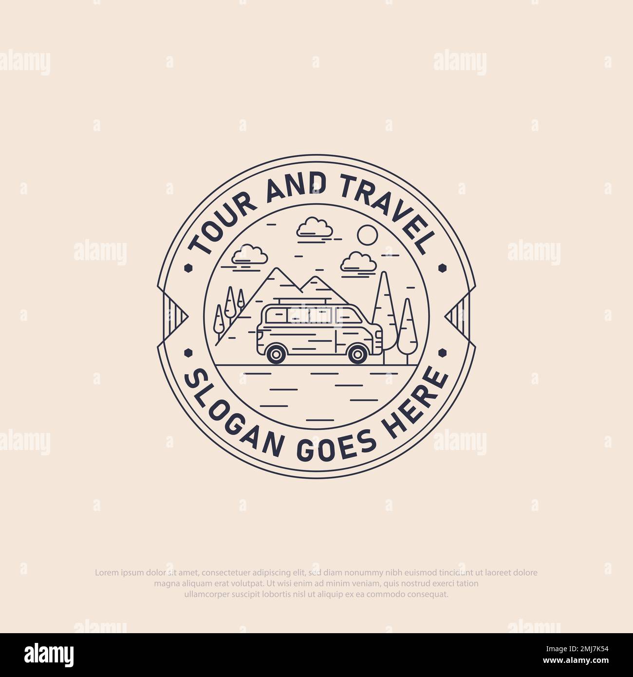 outline Tour and travel logo vector badge, best for travel, holiday ...