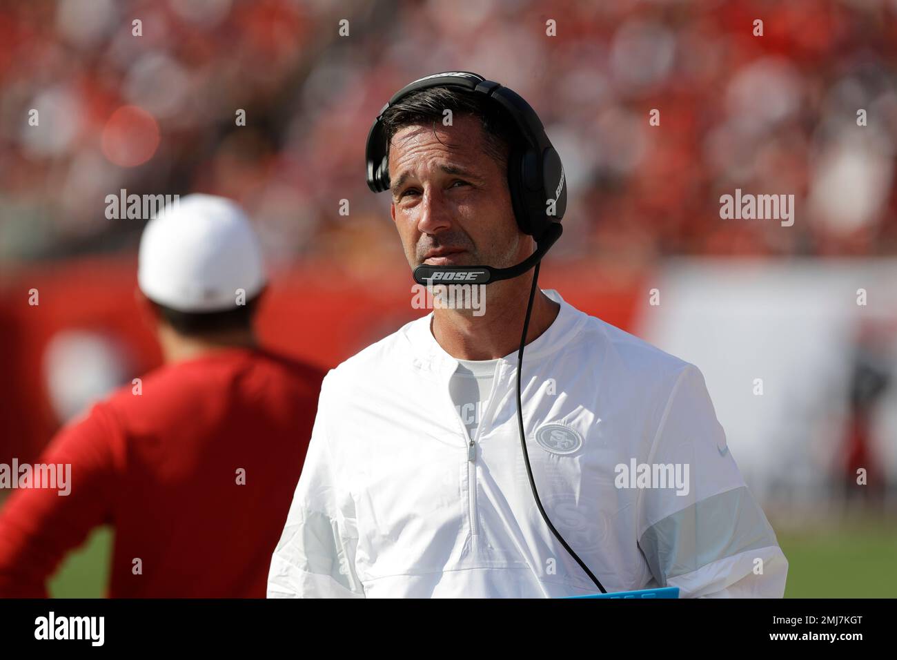 San Francisco 49ers head coach Kyle Shanahan walks the sidelines during ...