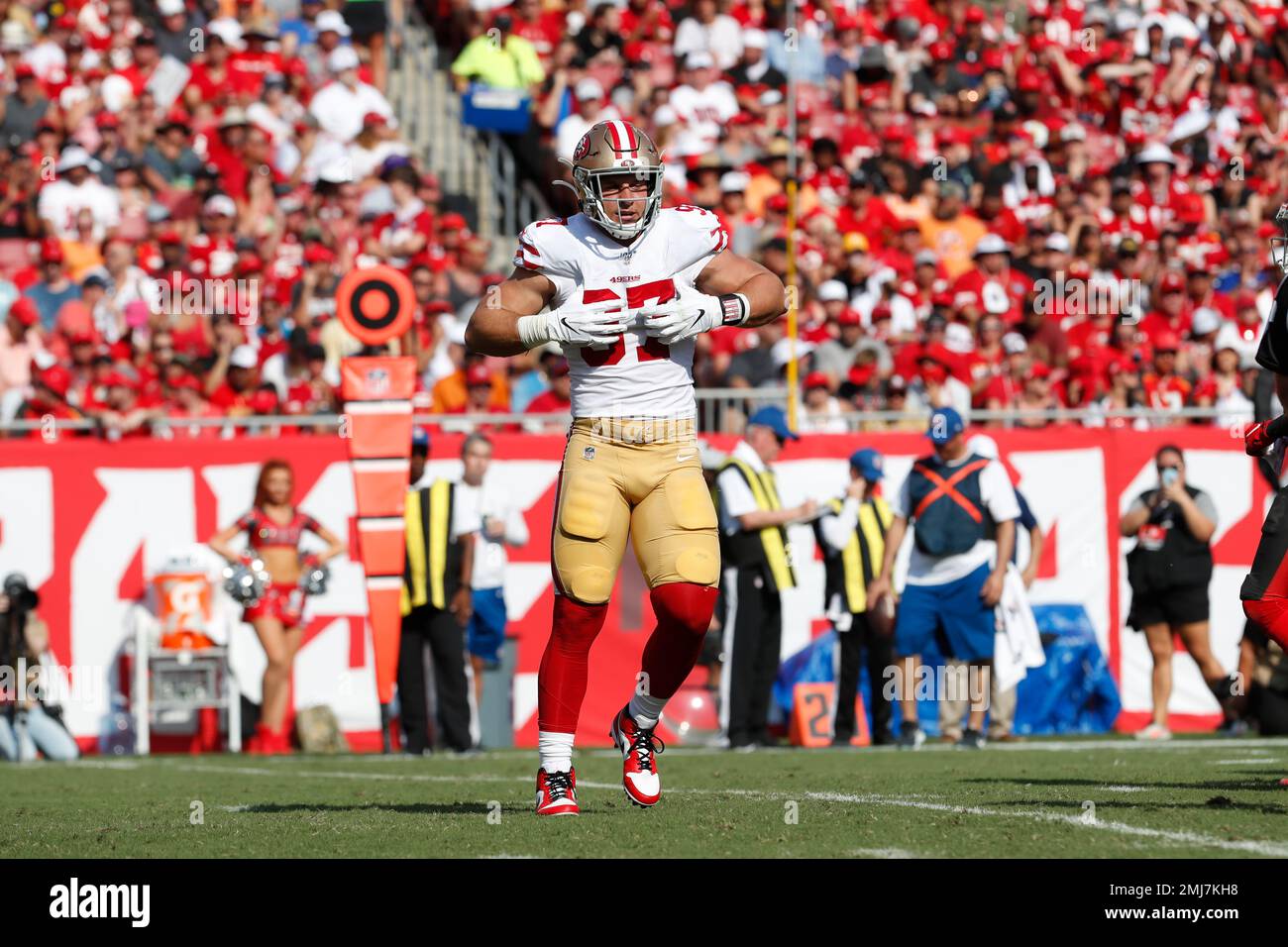 San Francisco 49ers defensive end Nick Bosa (97) works against the ...