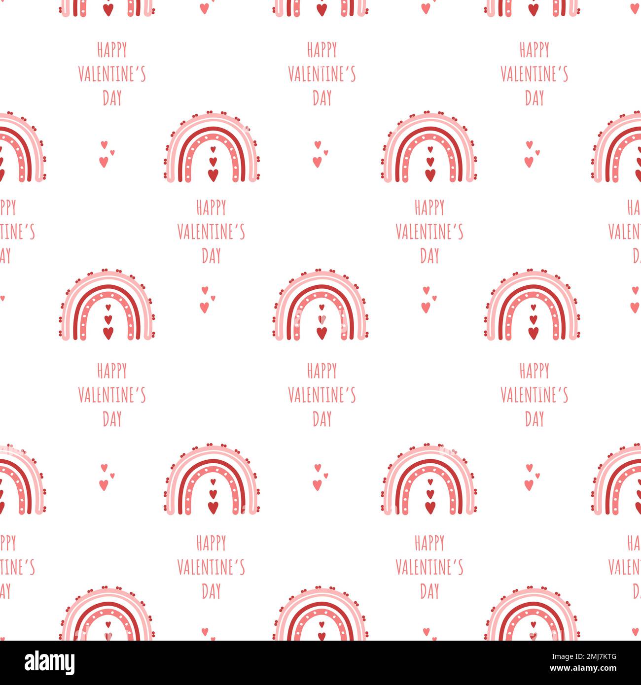Valentines day seamless pattern with rainbows and hearts. Cute romantic ...