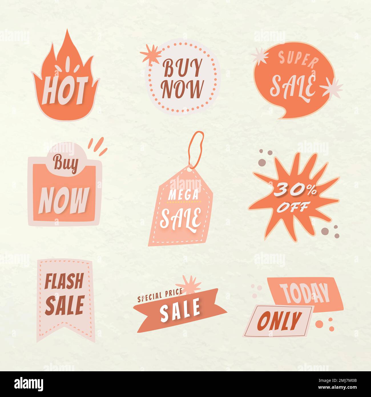 Sale badge sticker, doodle shopping clipart vector set Stock Vector ...