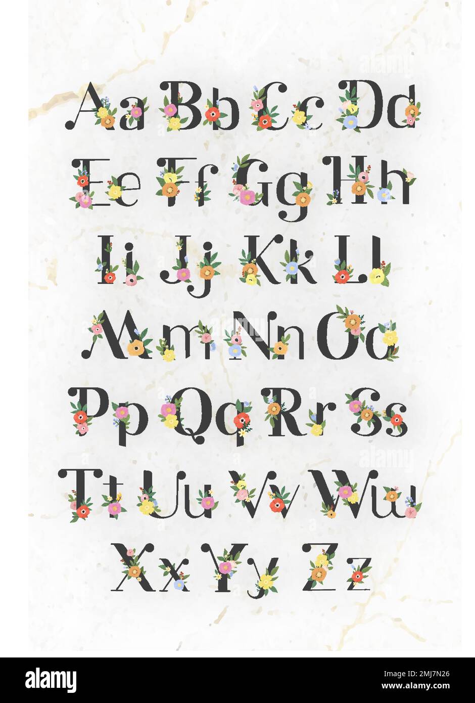 Floral elegant alphabet lettering vector set Stock Vector Image & Art ...