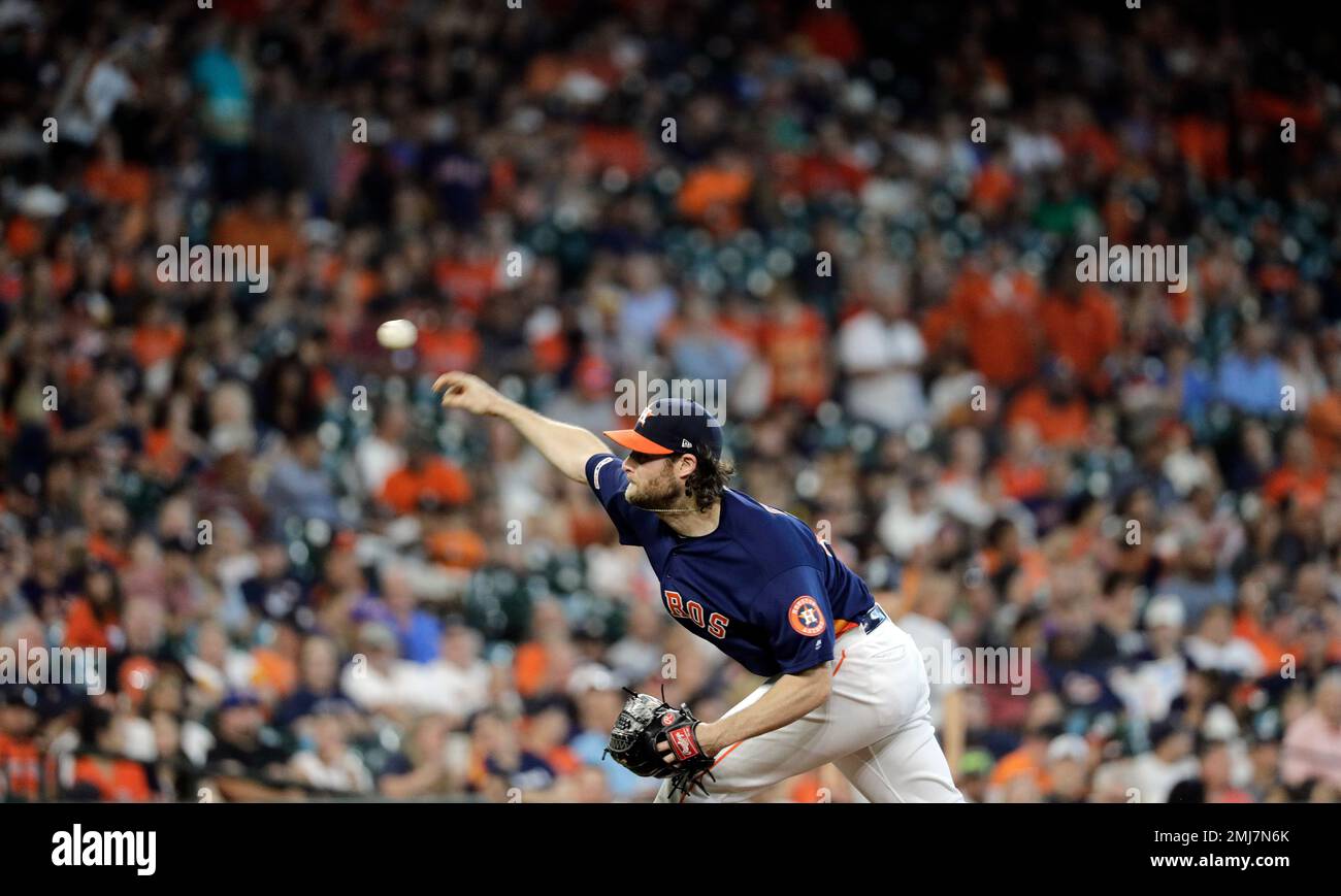 Houston Astros starting pitcher Gerrit Cole throws against the Seattle ...
